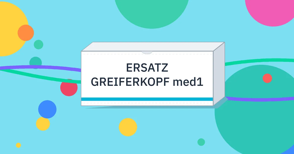 Symbolbild: Packung mit der Aufschrift ERSATZ GREIFERKOPF med1 (PZN 10544528) – Verfügbarkeit und Bezug in Apotheken in Frankfurt am Main