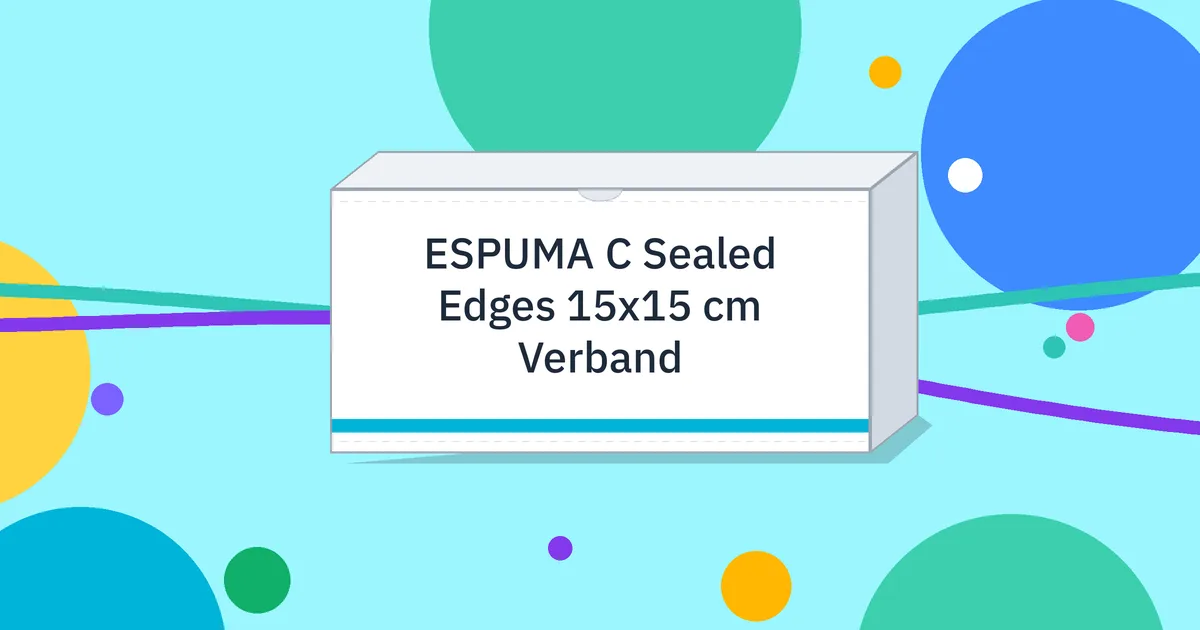 Symbolbild: Packung mit der Aufschrift ESPUMA C Sealed Edges 15x15 cm Verband (PZN 17468227) – Verfügbarkeit und Bezug in Apotheken in Frankfurt am Main