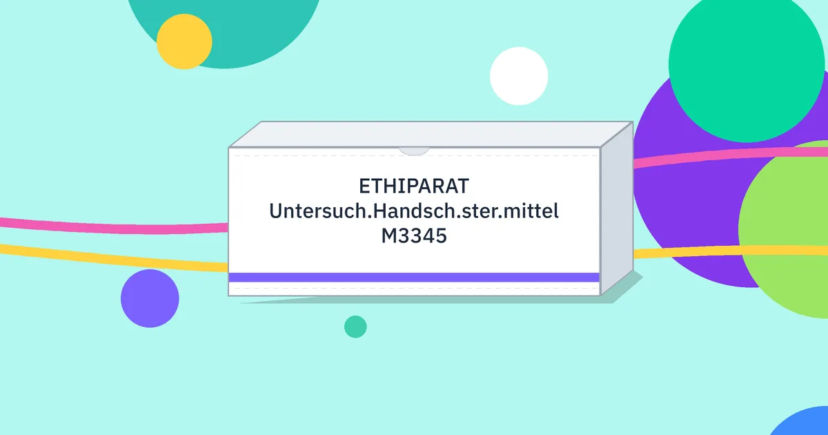 Symbolbild: Packung mit der Aufschrift ETHIPARAT Untersuch.Handsch.ster.mittel M3345 (PZN 00346603) – Verfügbarkeit und Bezug in Apotheken in Frankfurt am Main
