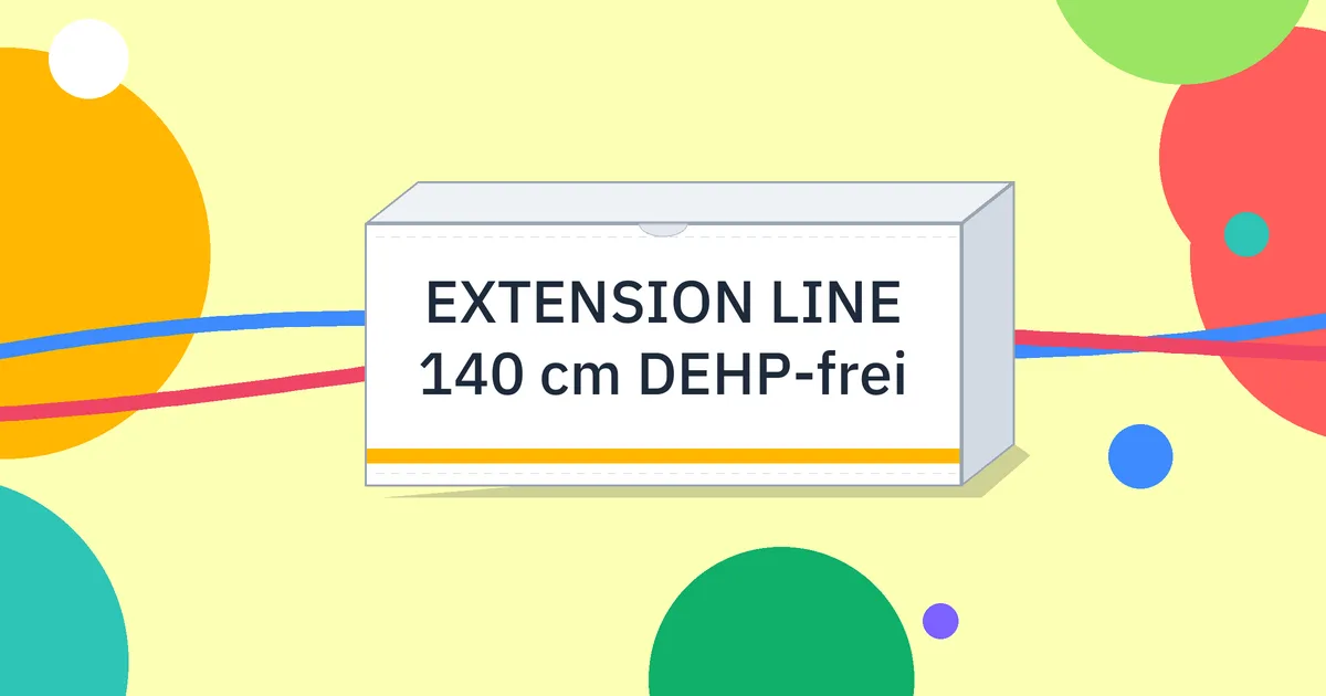 Symbolbild: Packung mit der Aufschrift EXTENSION LINE 140 cm DEHP-frei (PZN 18016668) – Verfügbarkeit und Bezug in Apotheken in Frankfurt am Main