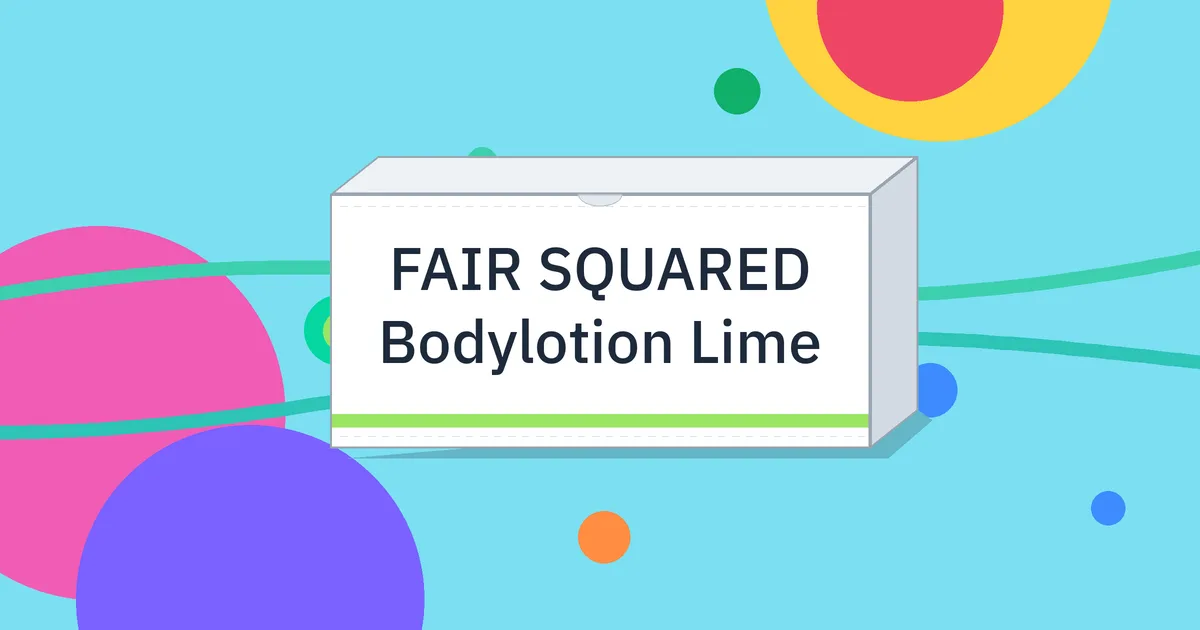 Symbolbild: Packung mit der Aufschrift FAIR SQUARED Bodylotion Lime (PZN 18788388) – Verfügbarkeit und Bezug in Apotheken in Frankfurt am Main