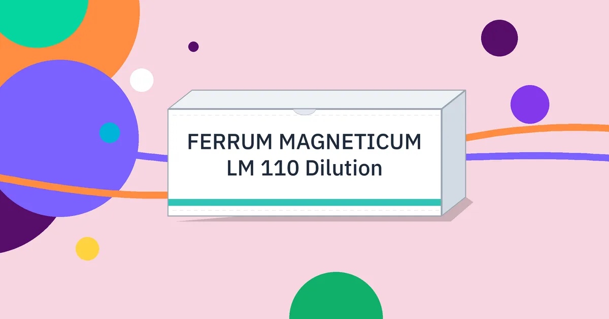 Symbolbild: Packung mit der Aufschrift FERRUM MAGNETICUM LM 110 Dilution (PZN 12850152) – Verfügbarkeit und Bezug in Apotheken in Frankfurt am Main