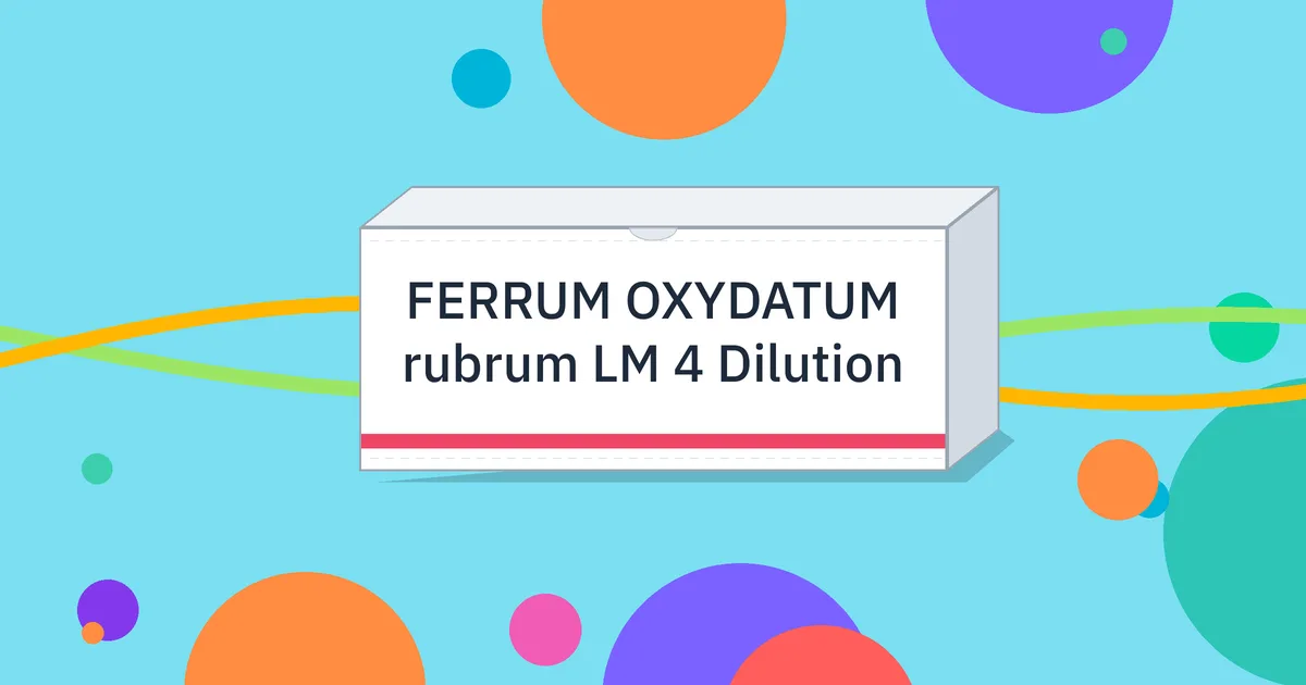 Symbolbild: Packung mit der Aufschrift FERRUM OXYDATUM rubrum LM 4 Dilution (PZN 12851565) – Verfügbarkeit und Bezug in Apotheken in Frankfurt am Main