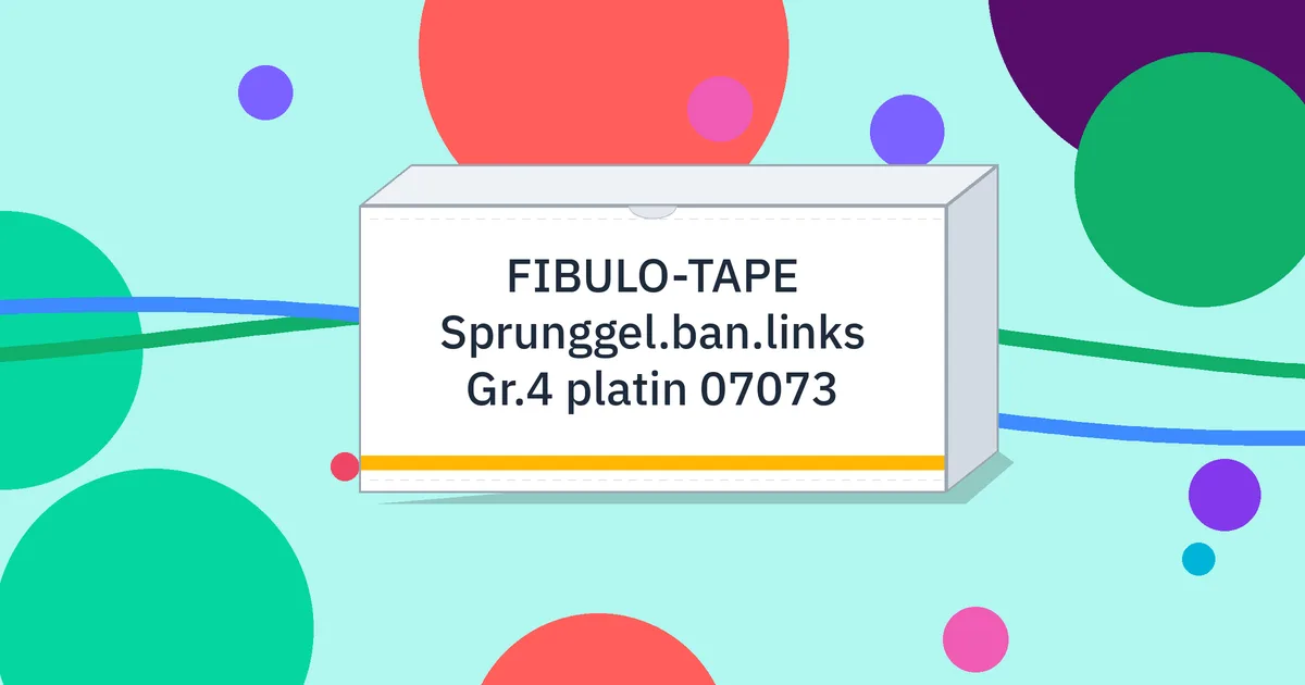 Symbolbild: Packung mit der Aufschrift FIBULO-TAPE Sprunggel.ban.links Gr.4 platin 07073 (PZN 06826474) – Verfügbarkeit und Bezug in Apotheken in Frankfurt am Main