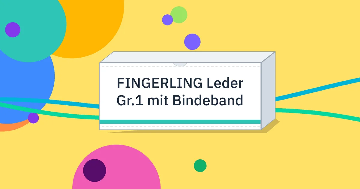 Symbolbild: Packung mit der Aufschrift FINGERLING Leder Gr.1 mit Bindeband (PZN 05467033) – Verfügbarkeit und Bezug in Apotheken in Frankfurt am Main