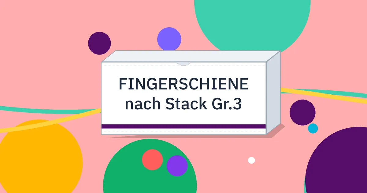 Symbolbild: Packung mit der Aufschrift FINGERSCHIENE nach Stack Gr.3 (PZN 08999279) – Verfügbarkeit und Bezug in Apotheken in Frankfurt am Main