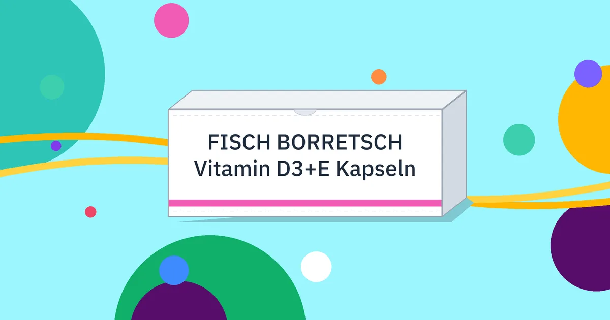 Symbolbild: Packung mit der Aufschrift FISCH BORRETSCH Vitamin D3+E Kapseln (PZN 11663063) – Verfügbarkeit und Bezug in Apotheken in Frankfurt am Main