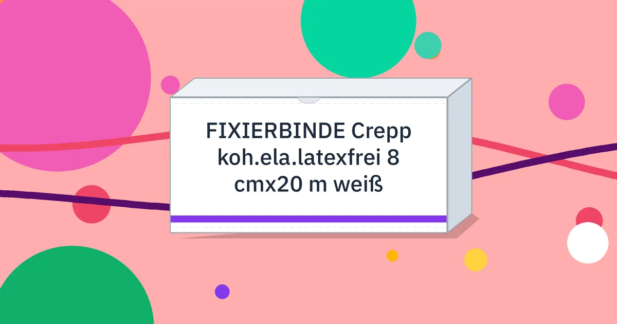 Symbolbild: Packung mit der Aufschrift FIXIERBINDE Crepp koh.ela.latexfrei 8 cmx20 m weiß (PZN 12397758) – Verfügbarkeit und Bezug in Apotheken in Frankfurt am Main