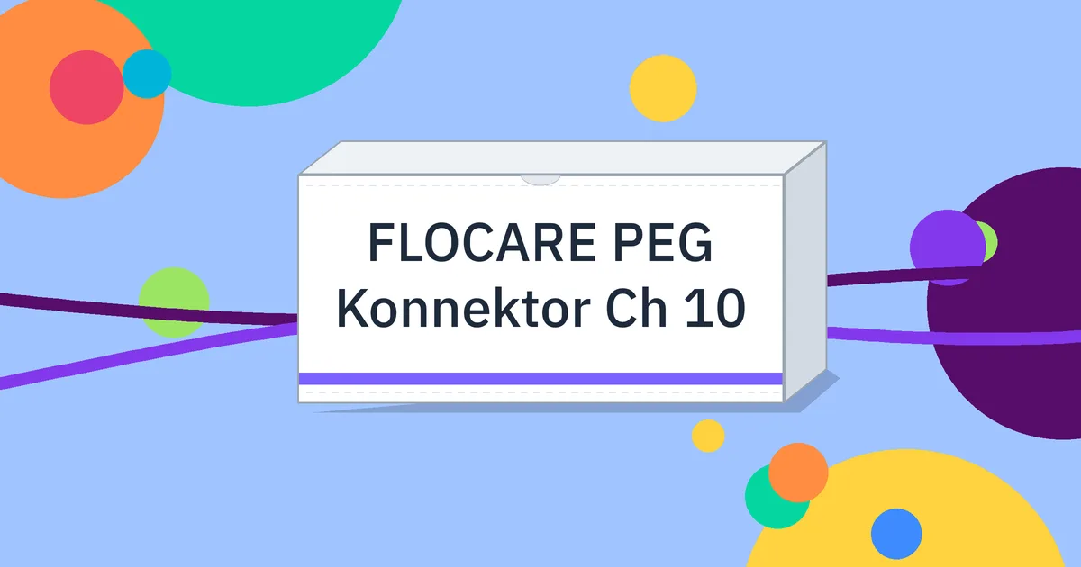 Symbolbild: Packung mit der Aufschrift FLOCARE PEG Konnektor Ch 10 (PZN 11290024) – Verfügbarkeit und Bezug in Apotheken in Frankfurt am Main