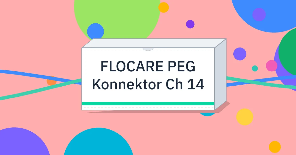 Symbolbild: Packung mit der Aufschrift FLOCARE PEG Konnektor Ch 14 (PZN 11289943) – Verfügbarkeit und Bezug in Apotheken in Frankfurt am Main