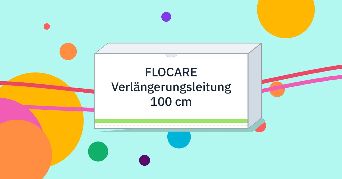 Symbolbild: Packung mit der Aufschrift FLOCARE Verlängerungsleitung 100 cm (PZN 11289914) – Verfügbarkeit und Bezug in Apotheken in Frankfurt am Main
