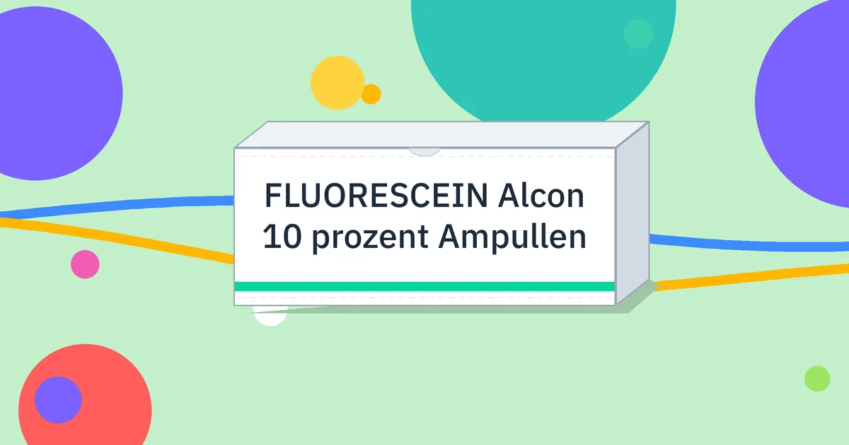 Symbolbild: Packung mit der Aufschrift FLUORESCEIN Alcon 10 prozent Ampullen (PZN 01467007) – Verfügbarkeit und Bezug in Apotheken in Frankfurt am Main