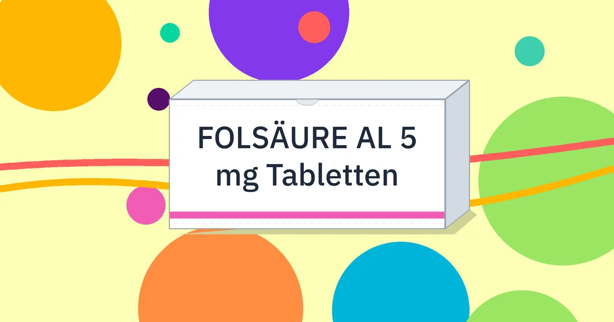 Symbolbild: Packung mit der Aufschrift FOLSÄURE AL 5 mg Tabletten (PZN 17844713) – Verfügbarkeit und Bezug in Apotheken in Frankfurt am Main