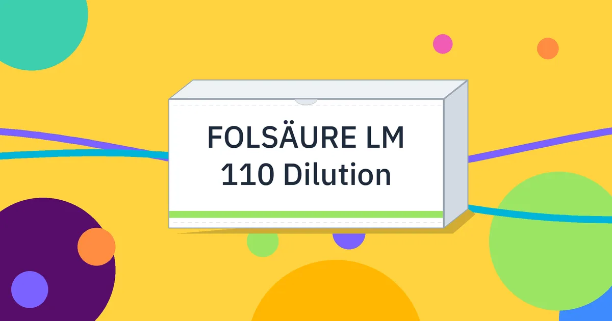 Symbolbild: Packung mit der Aufschrift FOLSÄURE LM 110 Dilution (PZN 12873420) – Verfügbarkeit und Bezug in Apotheken in Frankfurt am Main