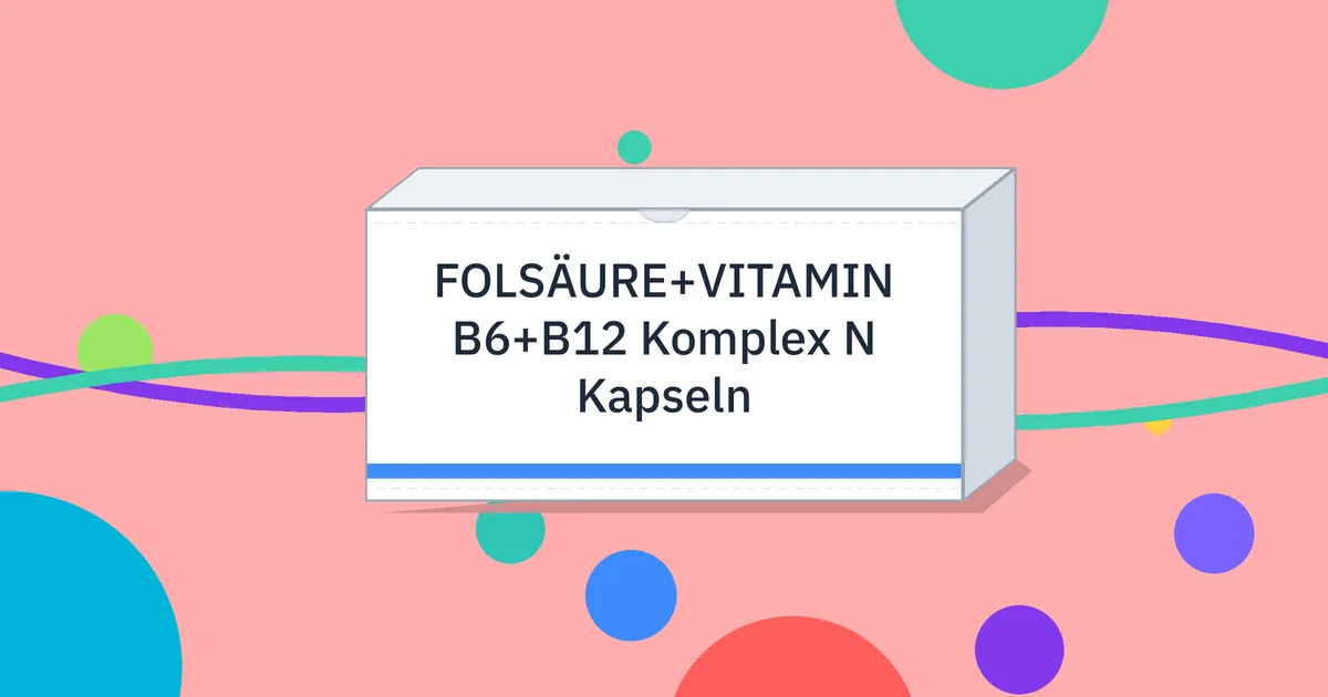 Symbolbild: Packung mit der Aufschrift FOLSÄURE+VITAMIN B6+B12 Komplex N Kapseln (PZN 12569001) – Verfügbarkeit und Bezug in Apotheken in Frankfurt am Main