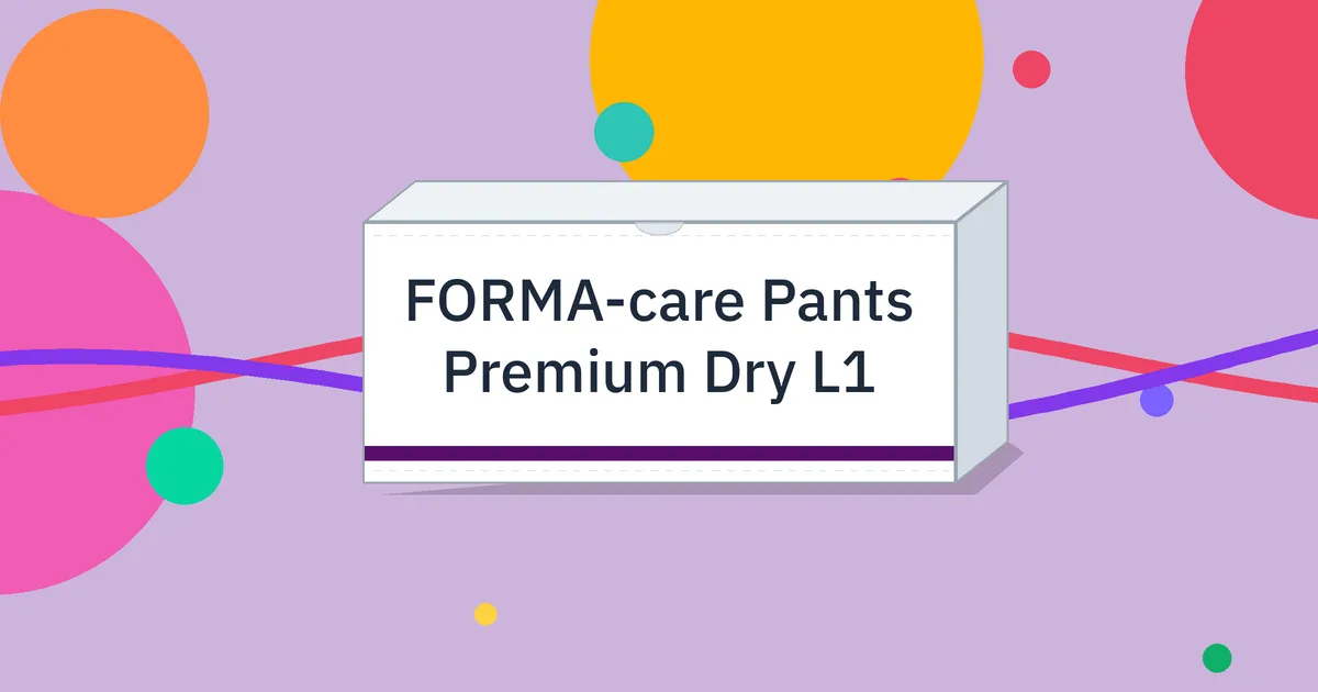 Symbolbild: Packung mit der Aufschrift FORMA-care Pants Premium Dry L1 (PZN 08487763) – Verfügbarkeit und Bezug in Apotheken in Frankfurt am Main