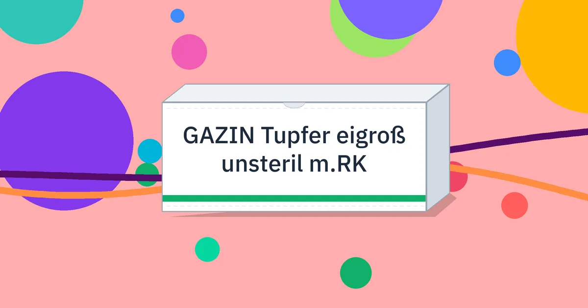 Symbolbild: Packung mit der Aufschrift GAZIN Tupfer eigroß unsteril m.RK (PZN 01369109) – Verfügbarkeit und Bezug in Apotheken in Frankfurt am Main