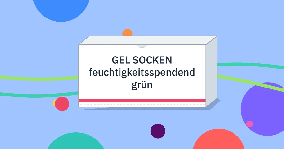Symbolbild: Packung mit der Aufschrift GEL SOCKEN feuchtigkeitsspendend grün (PZN 02908726) – Verfügbarkeit und Bezug in Apotheken in Frankfurt am Main