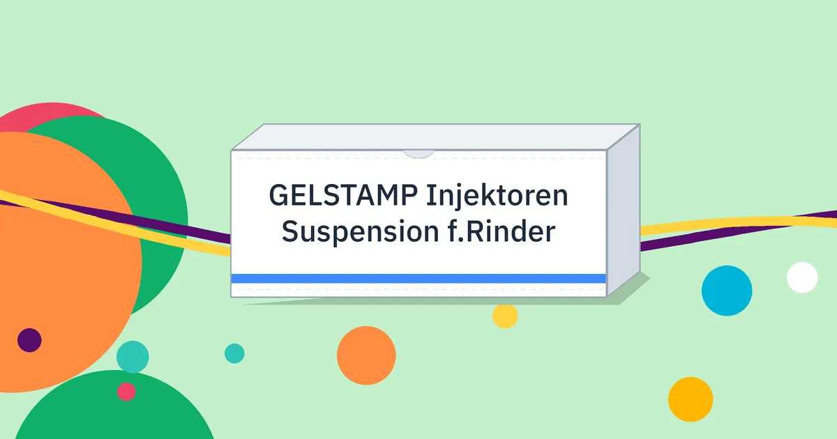Symbolbild: Packung mit der Aufschrift GELSTAMP Injektoren Suspension f.Rinder (PZN 01097160) – Verfügbarkeit und Bezug in Apotheken in Frankfurt am Main