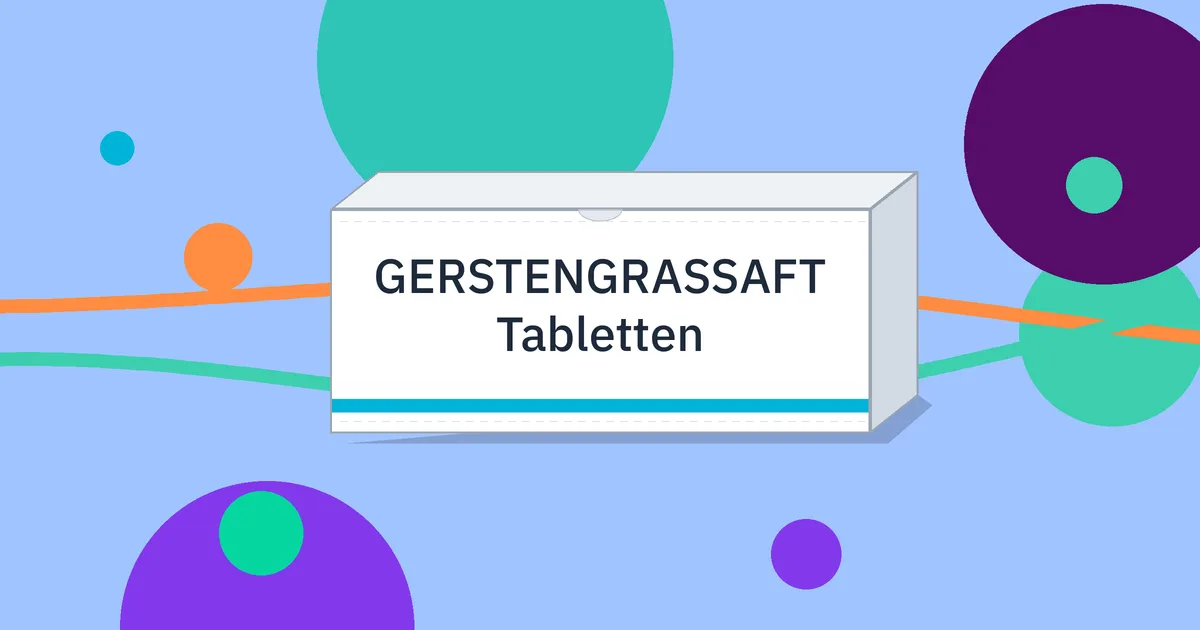 Symbolbild: Packung mit der Aufschrift GERSTENGRASSAFT Tabletten (PZN 12800929) – Verfügbarkeit und Bezug in Apotheken in Frankfurt am Main