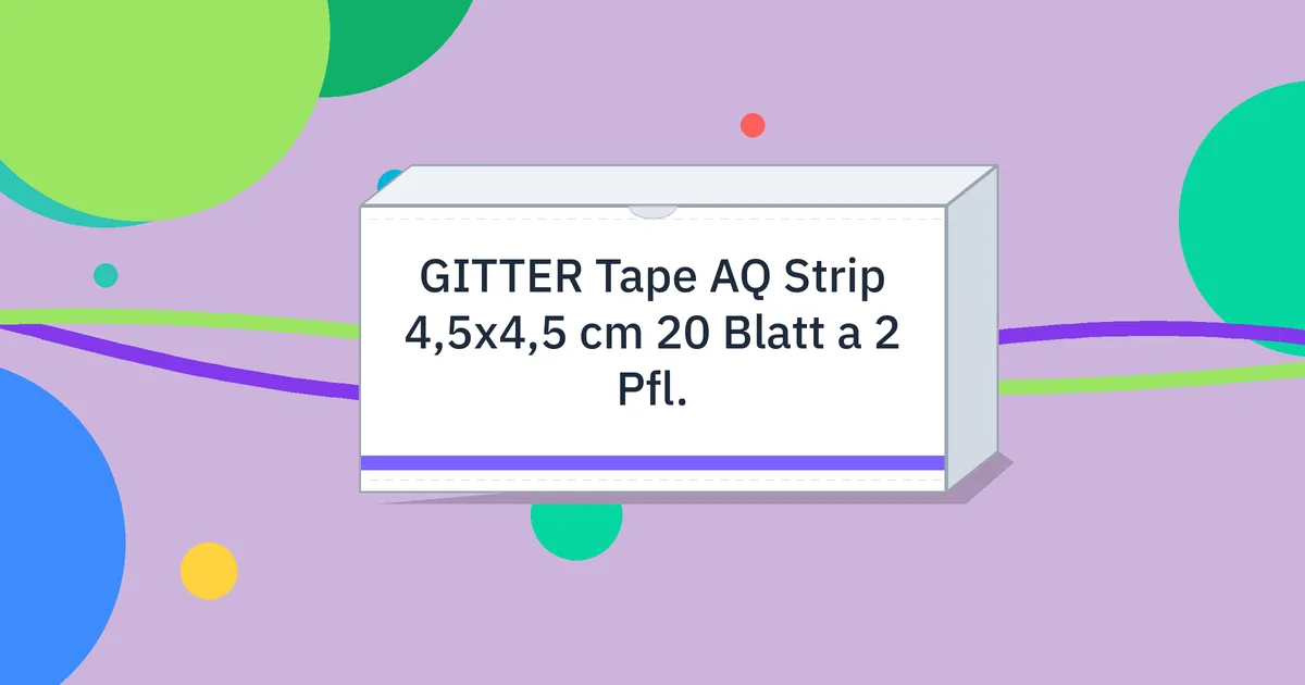 Symbolbild: Packung mit der Aufschrift GITTER Tape AQ Strip 4,5x4,5 cm 20 Blatt a 2 Pfl. (PZN 08849479) – Verfügbarkeit und Bezug in Apotheken in Frankfurt am Main