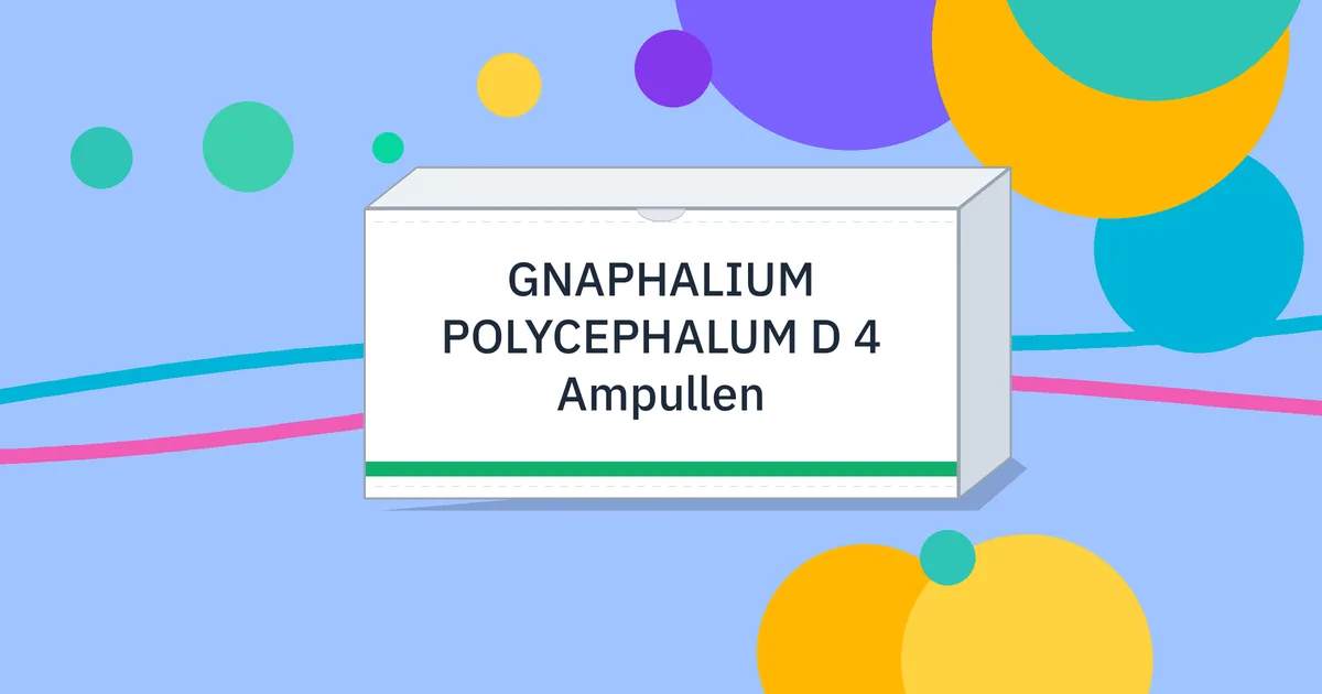 Symbolbild: Packung mit der Aufschrift GNAPHALIUM POLYCEPHALUM D 4 Ampullen (PZN 11706140) – Verfügbarkeit und Bezug in Apotheken in Frankfurt am Main