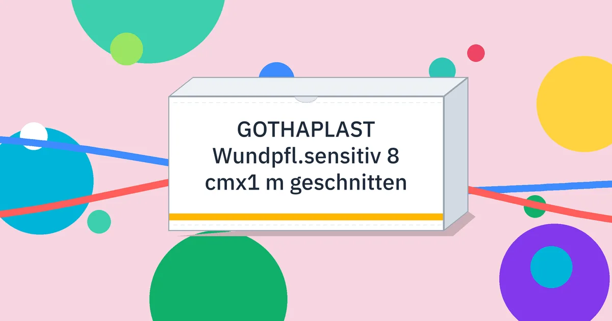 Symbolbild: Packung mit der Aufschrift GOTHAPLAST Wundpfl.sensitiv 8 cmx1 m geschnitten (PZN 04951206) – Verfügbarkeit und Bezug in Apotheken in Frankfurt am Main