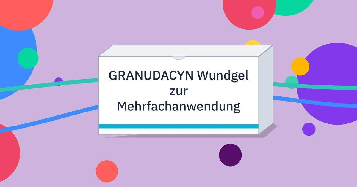 Symbolbild: Packung mit der Aufschrift GRANUDACYN Wundgel zur Mehrfachanwendung (PZN 13909195) – Verfügbarkeit und Bezug in Apotheken in Frankfurt am Main