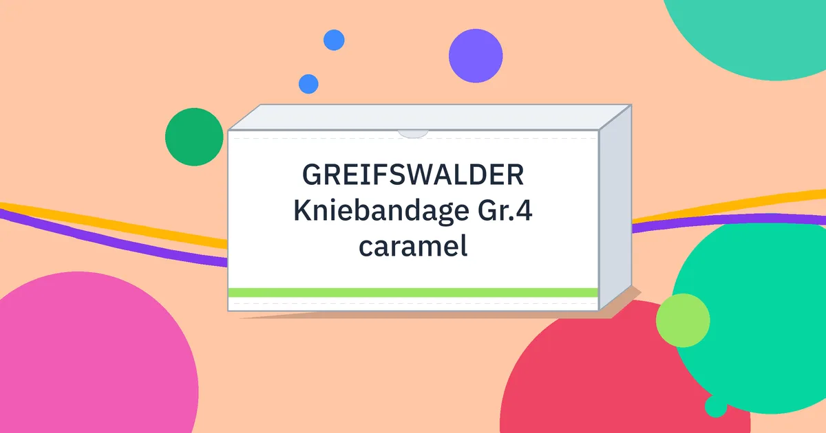 Symbolbild: Packung mit der Aufschrift GREIFSWALDER Kniebandage Gr.4 caramel (PZN 05362802) – Verfügbarkeit und Bezug in Apotheken in Frankfurt am Main