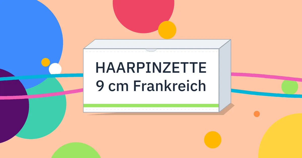 Symbolbild: Packung mit der Aufschrift HAARPINZETTE 9 cm Frankreich (PZN 19163762) – Verfügbarkeit und Bezug in Apotheken in Frankfurt am Main