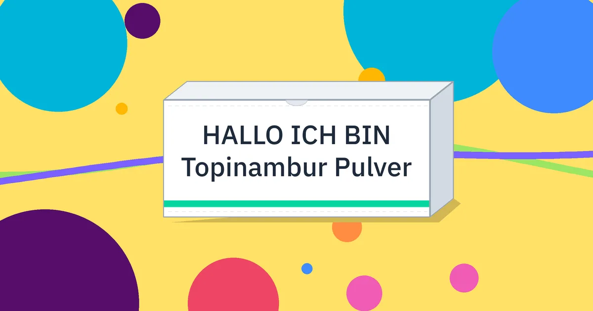 Symbolbild: Packung mit der Aufschrift HALLO ICH BIN Topinambur Pulver (PZN 14321104) – Verfügbarkeit und Bezug in Apotheken in Frankfurt am Main