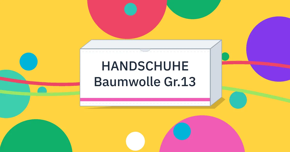 Symbolbild: Packung mit der Aufschrift HANDSCHUHE Baumwolle Gr.13 (PZN 02771109) – Verfügbarkeit und Bezug in Apotheken in Frankfurt am Main