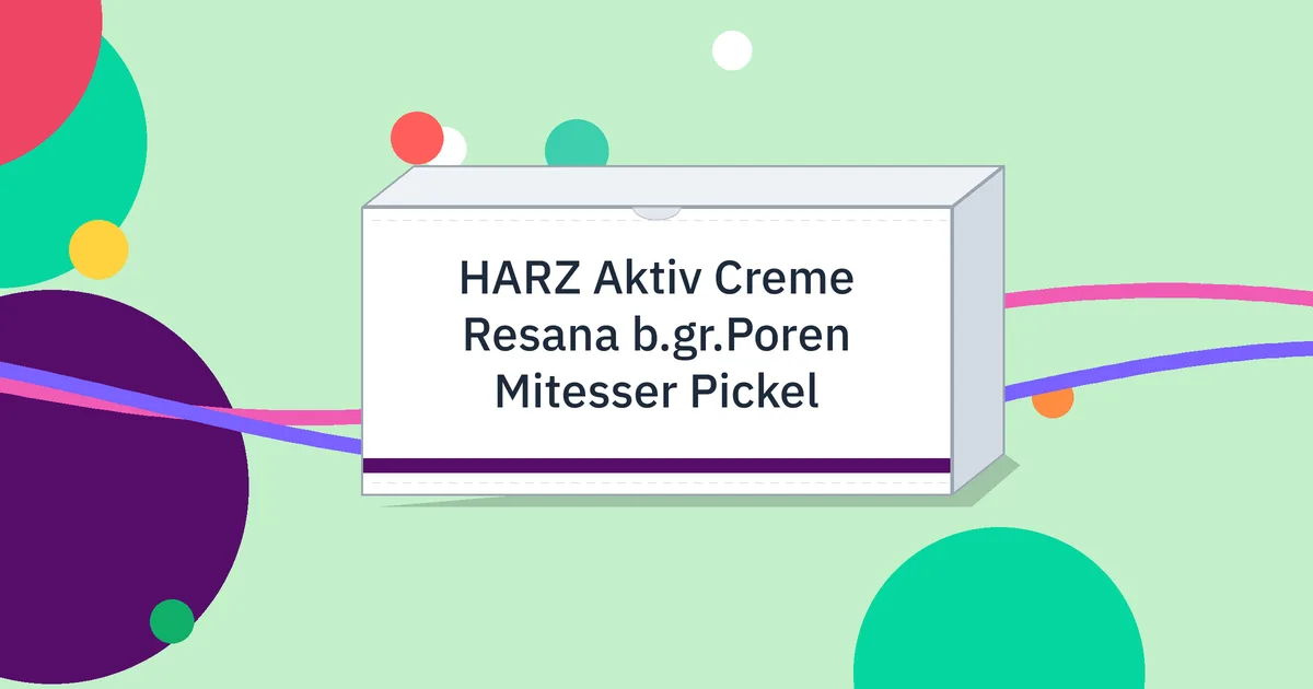 Symbolbild: Packung mit der Aufschrift HARZ Aktiv Creme Resana b.gr.Poren Mitesser Pickel (PZN 18082062) – Verfügbarkeit und Bezug in Apotheken in Frankfurt am Main