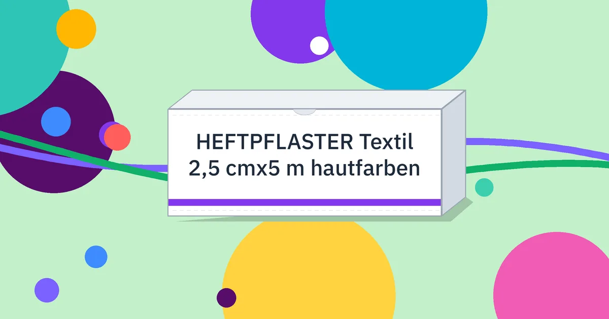 Symbolbild: Packung mit der Aufschrift HEFTPFLASTER Textil 2,5 cmx5 m hautfarben (PZN 10821502) – Verfügbarkeit und Bezug in Apotheken in Frankfurt am Main