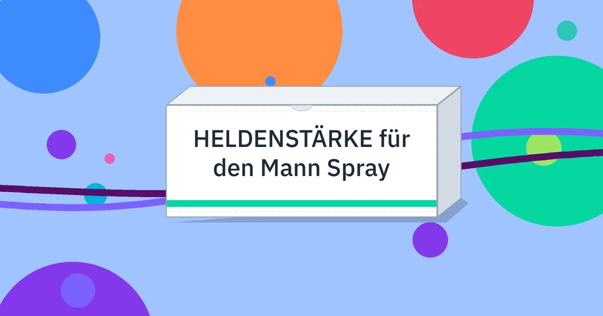Symbolbild: Packung mit der Aufschrift HELDENSTÄRKE für den Mann Spray (PZN 18129349) – Verfügbarkeit und Bezug in Apotheken in Frankfurt am Main