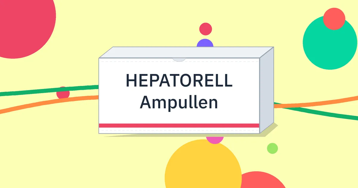 Symbolbild: Packung mit der Aufschrift HEPATORELL Ampullen (PZN 19436504) – Verfügbarkeit und Bezug in Apotheken in Frankfurt am Main