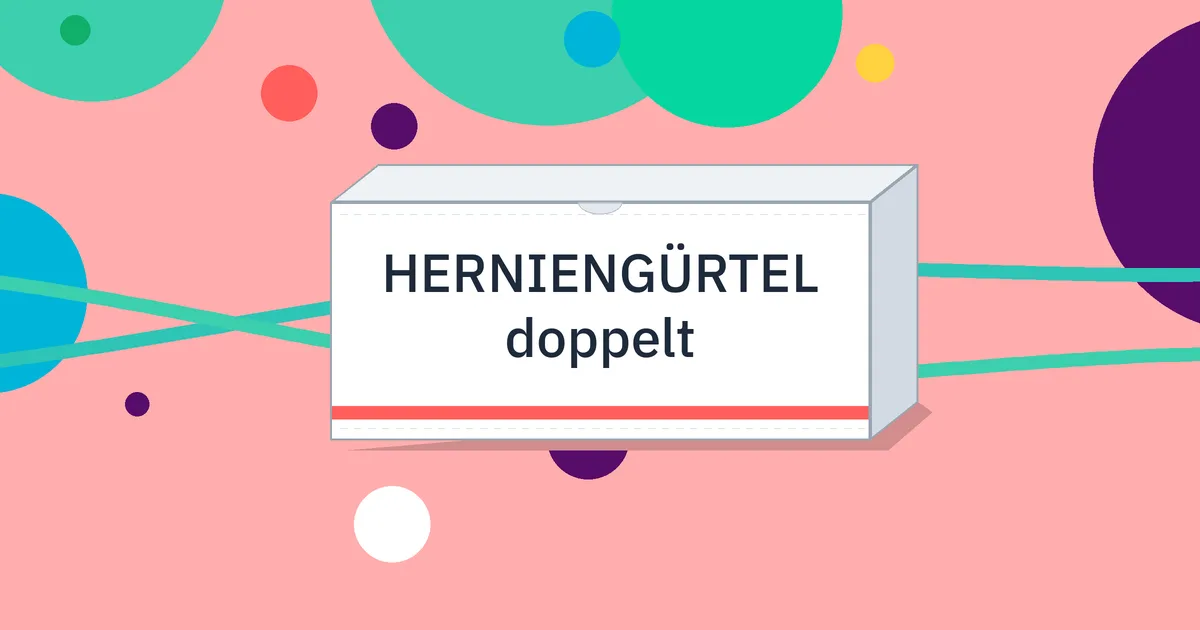 Symbolbild: Packung mit der Aufschrift HERNIENGÜRTEL doppelt (PZN 19072114) – Verfügbarkeit und Bezug in Apotheken in Frankfurt am Main