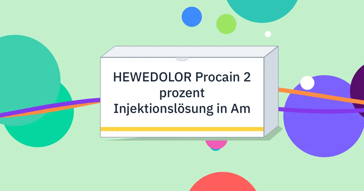 Symbolbild: Packung mit der Aufschrift HEWEDOLOR Procain 2 prozent Injektionslösung in Am (PZN 03919821) – Verfügbarkeit und Bezug in Apotheken in Frankfurt am Main