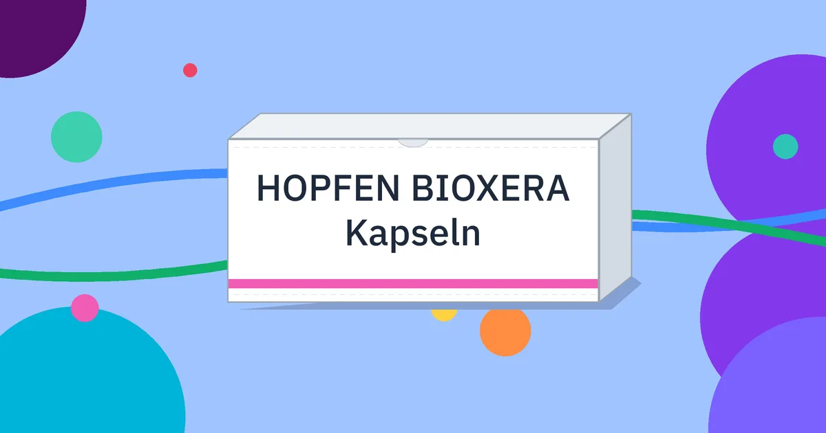 Symbolbild: Packung mit der Aufschrift HOPFEN BIOXERA Kapseln (PZN 08539916) – Verfügbarkeit und Bezug in Apotheken in Frankfurt am Main