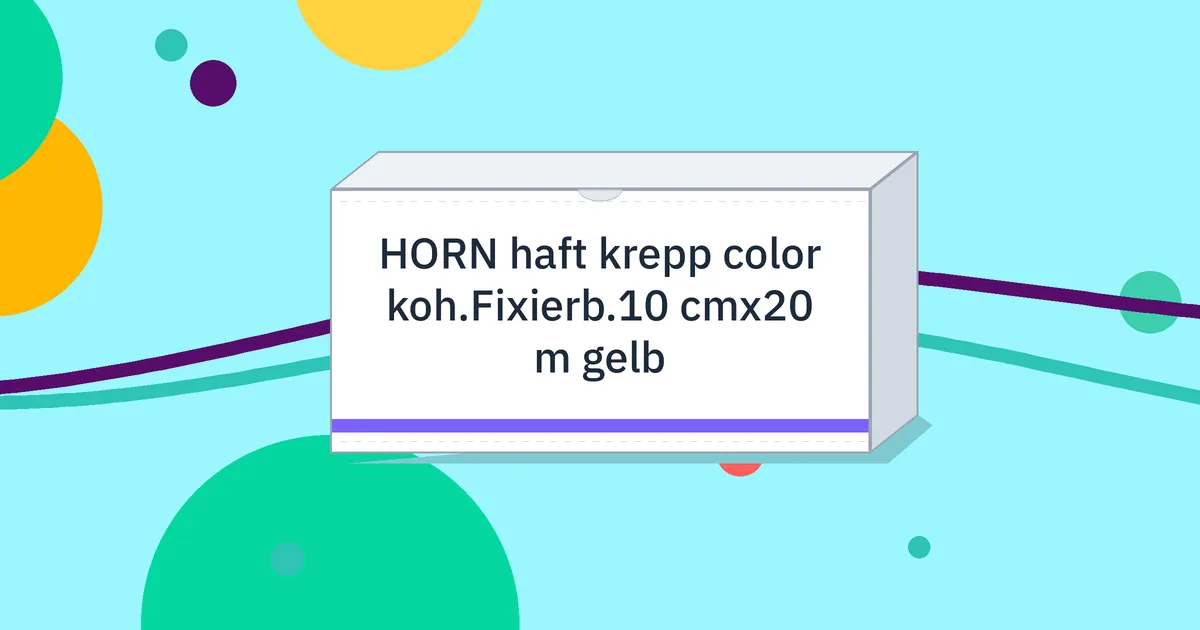 Symbolbild: Packung mit der Aufschrift HORN haft krepp color koh.Fixierb.10 cmx20 m gelb (PZN 03968506) – Verfügbarkeit und Bezug in Apotheken in Frankfurt am Main