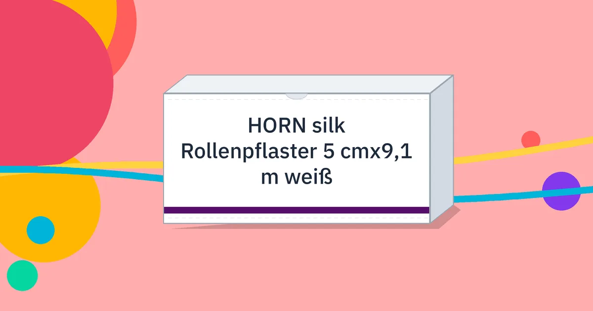 Symbolbild: Packung mit der Aufschrift HORN silk Rollenpflaster 5 cmx9,1 m weiß (PZN 04668114) – Verfügbarkeit und Bezug in Apotheken in Frankfurt am Main