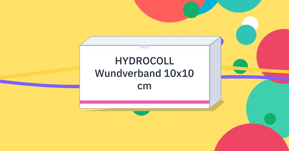 Symbolbild: Packung mit der Aufschrift HYDROCOLL Wundverband 10x10 cm (PZN 17481972) – Verfügbarkeit und Bezug in Apotheken in Frankfurt am Main