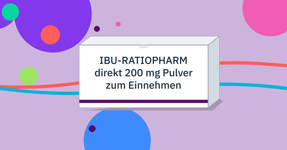Symbolbild: Packung mit der Aufschrift IBU-RATIOPHARM direkt 200 mg Pulver zum Einnehmen (PZN 11722469) – Verfügbarkeit und Bezug in Apotheken in Frankfurt am Main