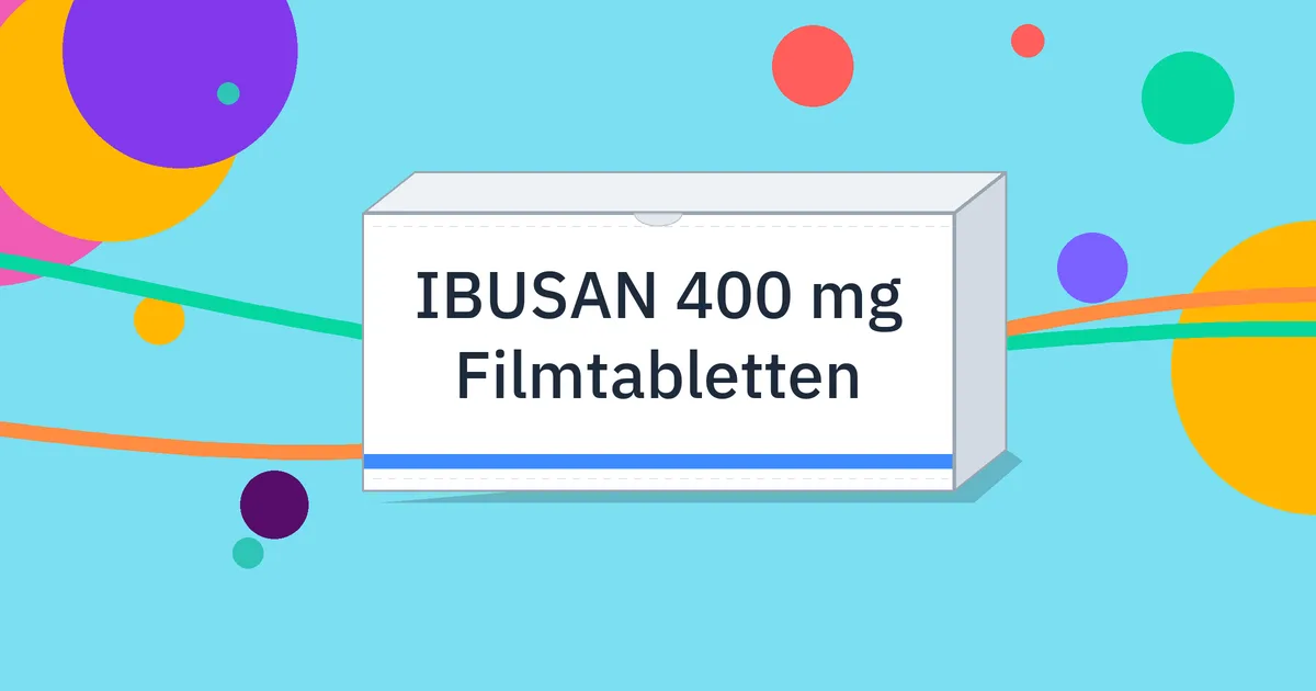 Symbolbild: Packung mit der Aufschrift IBUSAN 400 mg Filmtabletten (PZN 10090760) – Verfügbarkeit und Bezug in Apotheken in Frankfurt am Main