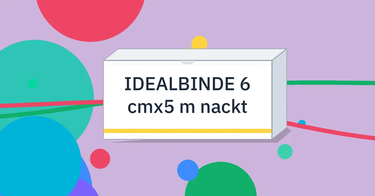 Symbolbild: Packung mit der Aufschrift IDEALBINDE 6 cmx5 m nackt (PZN 07623106) – Verfügbarkeit und Bezug in Apotheken in Frankfurt am Main