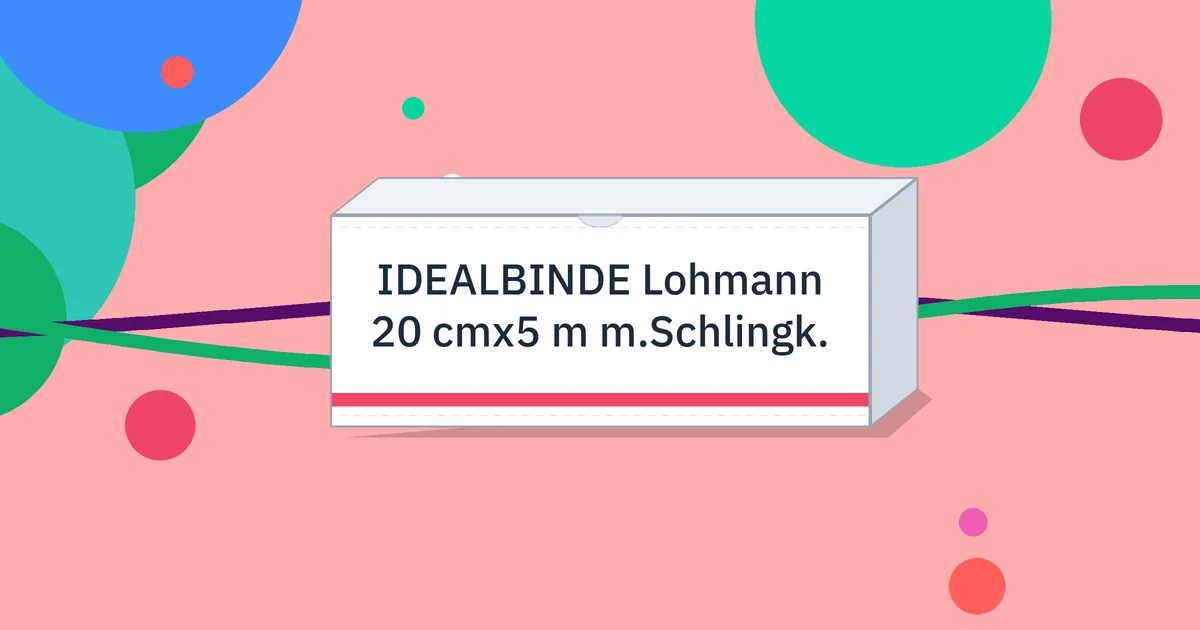 Symbolbild: Packung mit der Aufschrift IDEALBINDE Lohmann 20 cmx5 m m.Schlingk. (PZN 15998582) – Verfügbarkeit und Bezug in Apotheken in Frankfurt am Main