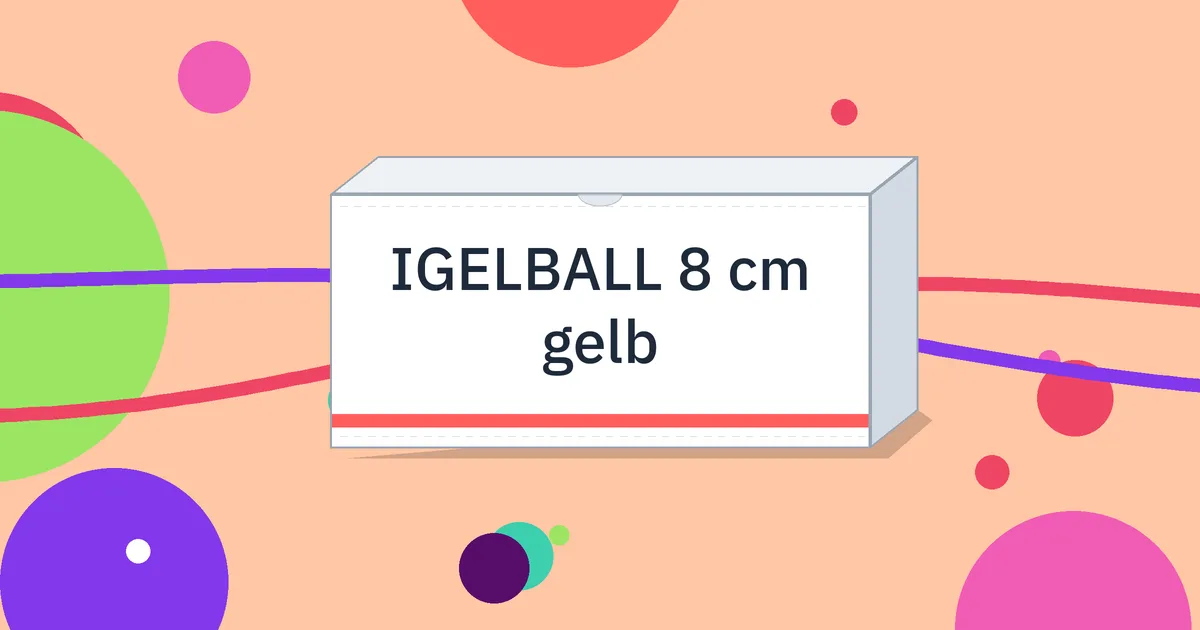 Symbolbild: Packung mit der Aufschrift IGELBALL 8 cm gelb (PZN 00211599) – Verfügbarkeit und Bezug in Apotheken in Frankfurt am Main