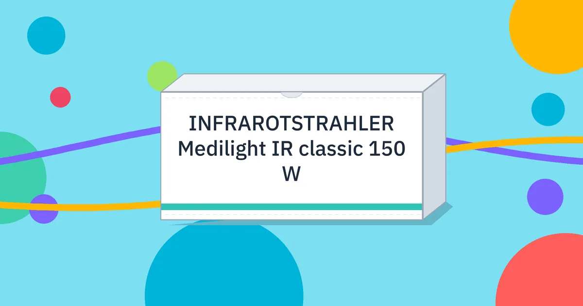Symbolbild: Packung mit der Aufschrift INFRAROTSTRAHLER Medilight IR classic 150 W (PZN 01850597) – Verfügbarkeit und Bezug in Apotheken in Frankfurt am Main