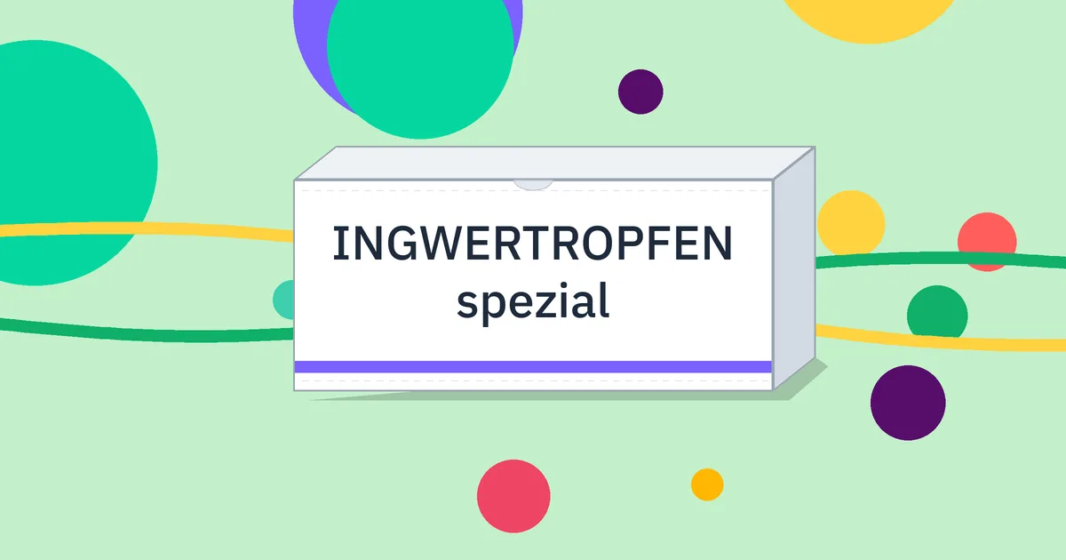 Symbolbild: Packung mit der Aufschrift INGWERTROPFEN spezial (PZN 10964443) – Verfügbarkeit und Bezug in Apotheken in Frankfurt am Main