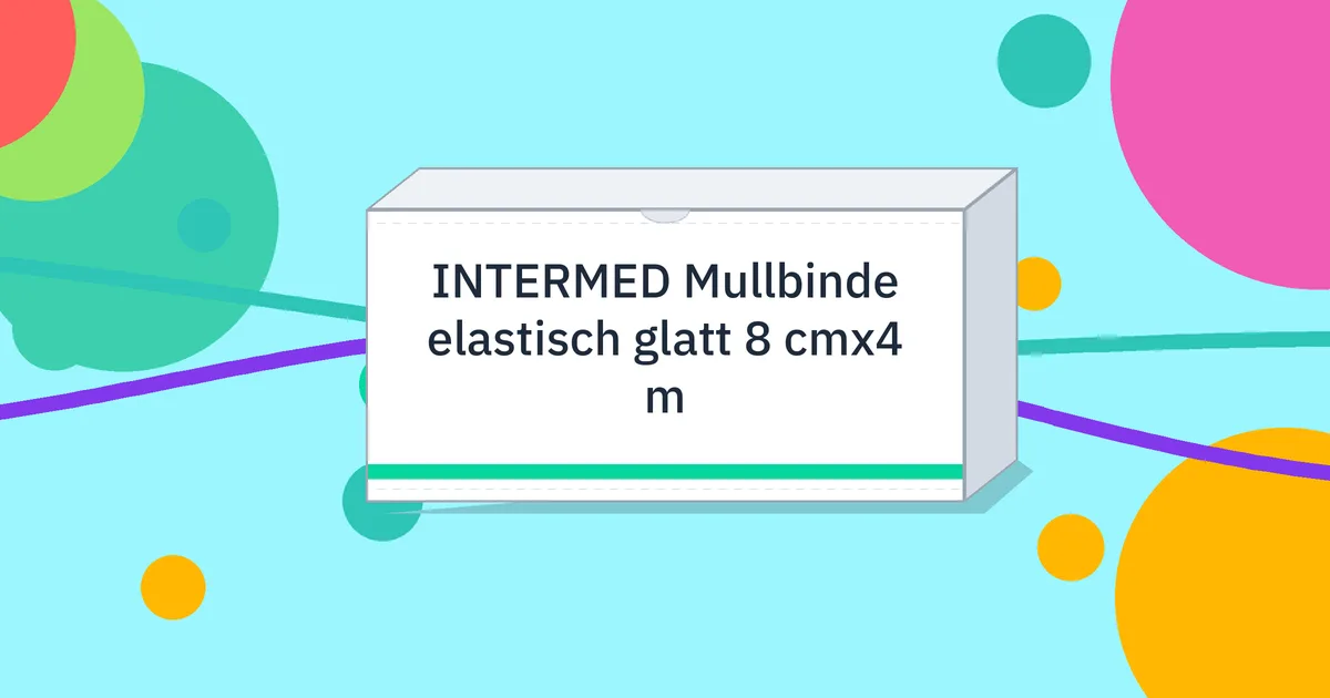 Symbolbild: Packung mit der Aufschrift INTERMED Mullbinde elastisch glatt 8 cmx4 m (PZN 02552318) – Verfügbarkeit und Bezug in Apotheken in Frankfurt am Main
